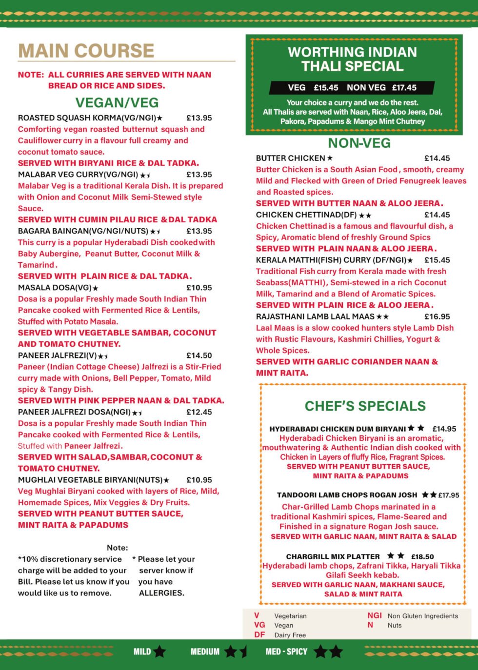 MENU | Worthing Indian Cafe & Bar